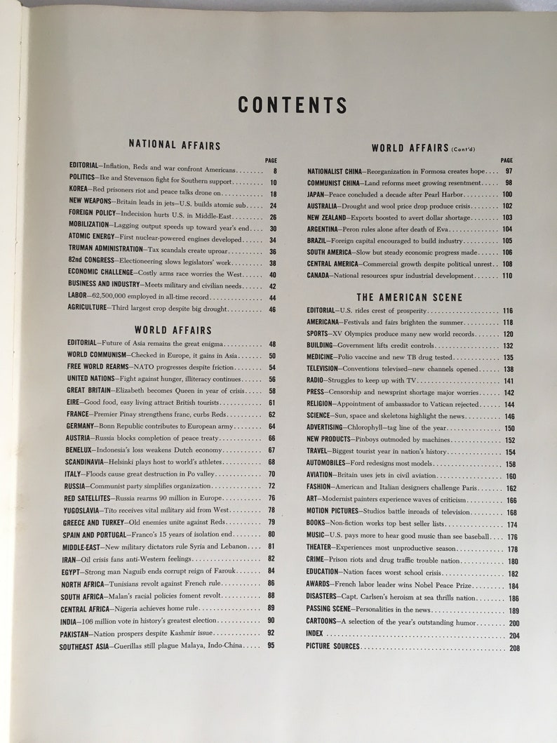 1952 Year Your Lifetime in Pictures Annual Picture | Etsy