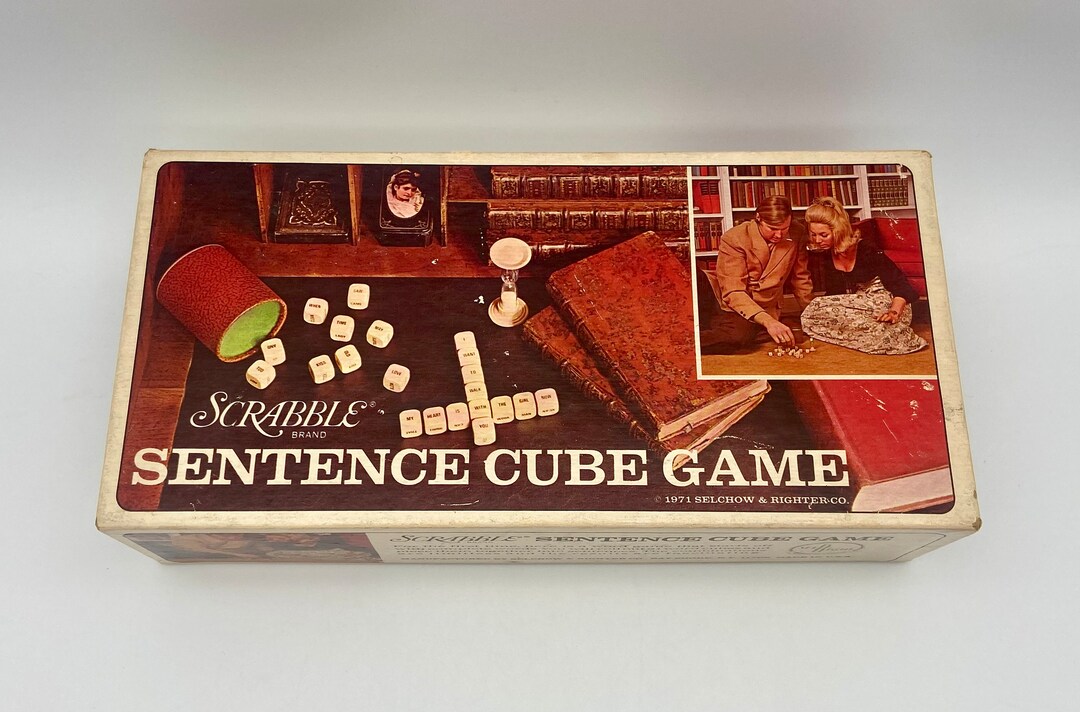 Scrabble Sentence Cube Game Vintage 1973, 21 Wood Word Cubes/dice ...