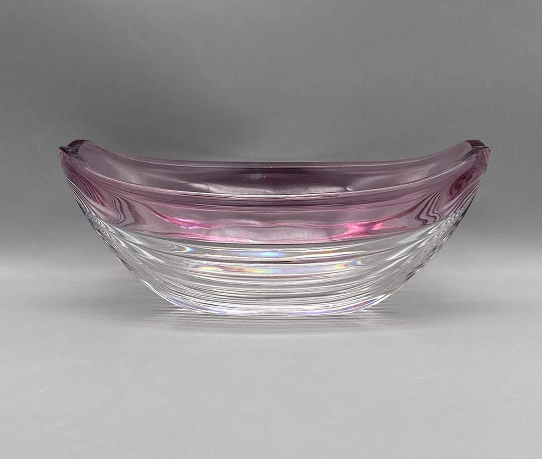 Studio Nova Crystal Decorative Bowl Ribbed Oval Shape With Pinkish ...