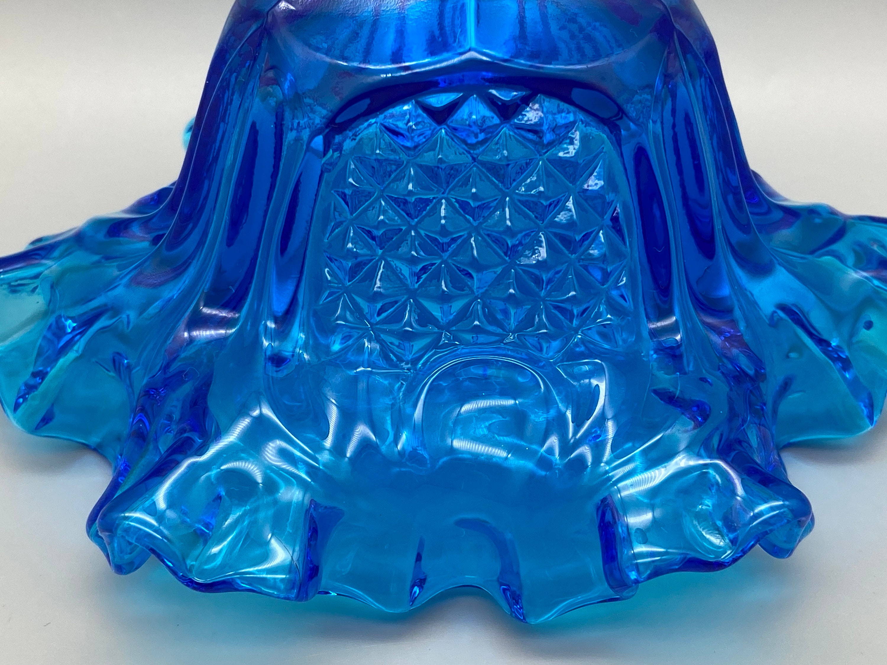 Fenton Glass Colonial Blue Pineapple Compote With Crimped - Etsy