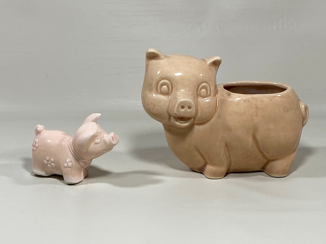 Vintage Ceramic Pottery Pig Planter and Pig Figurine USA - Etsy