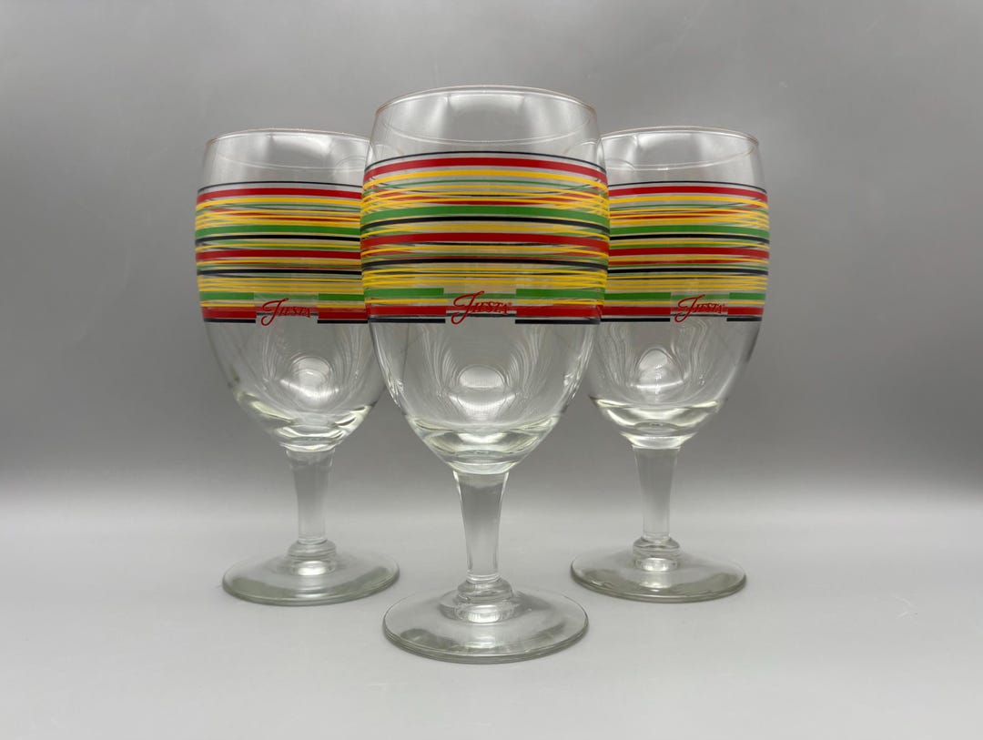 Vintage Fiestaware Iced Tea Goblets, Set of 3, Striped Bands - Etsy