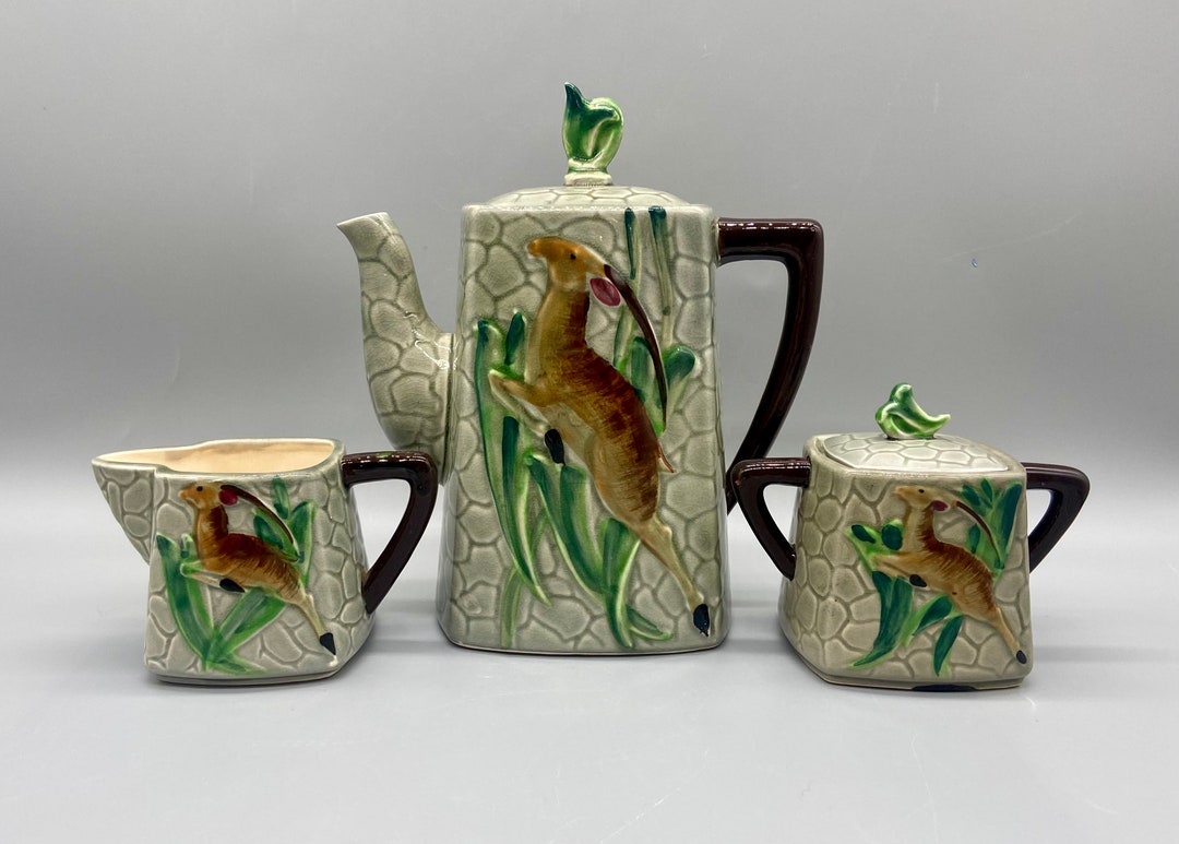 Vintage Tilso Art Aka L. Batlin & Sons Art Deco Leaping Gazelle Tea Set ...