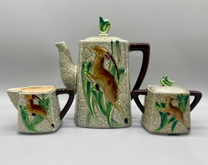 Vintage Tilso Art Aka L. Batlin & Sons Art Deco Leaping Gazelle Tea Set ...