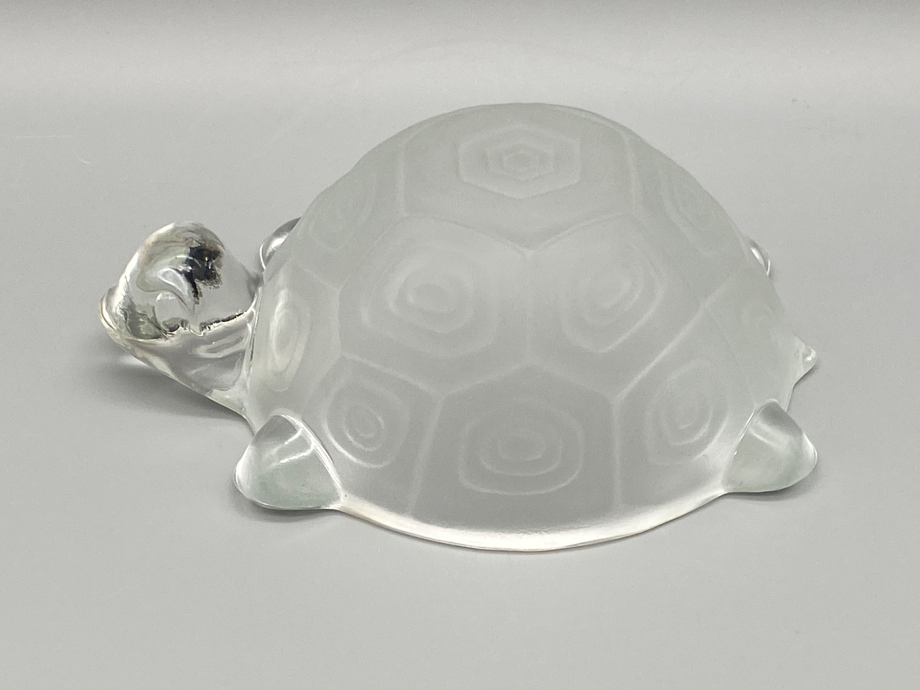 Art Glass Turtle Crystal Clear and Satin Glass Circa | Etsy
