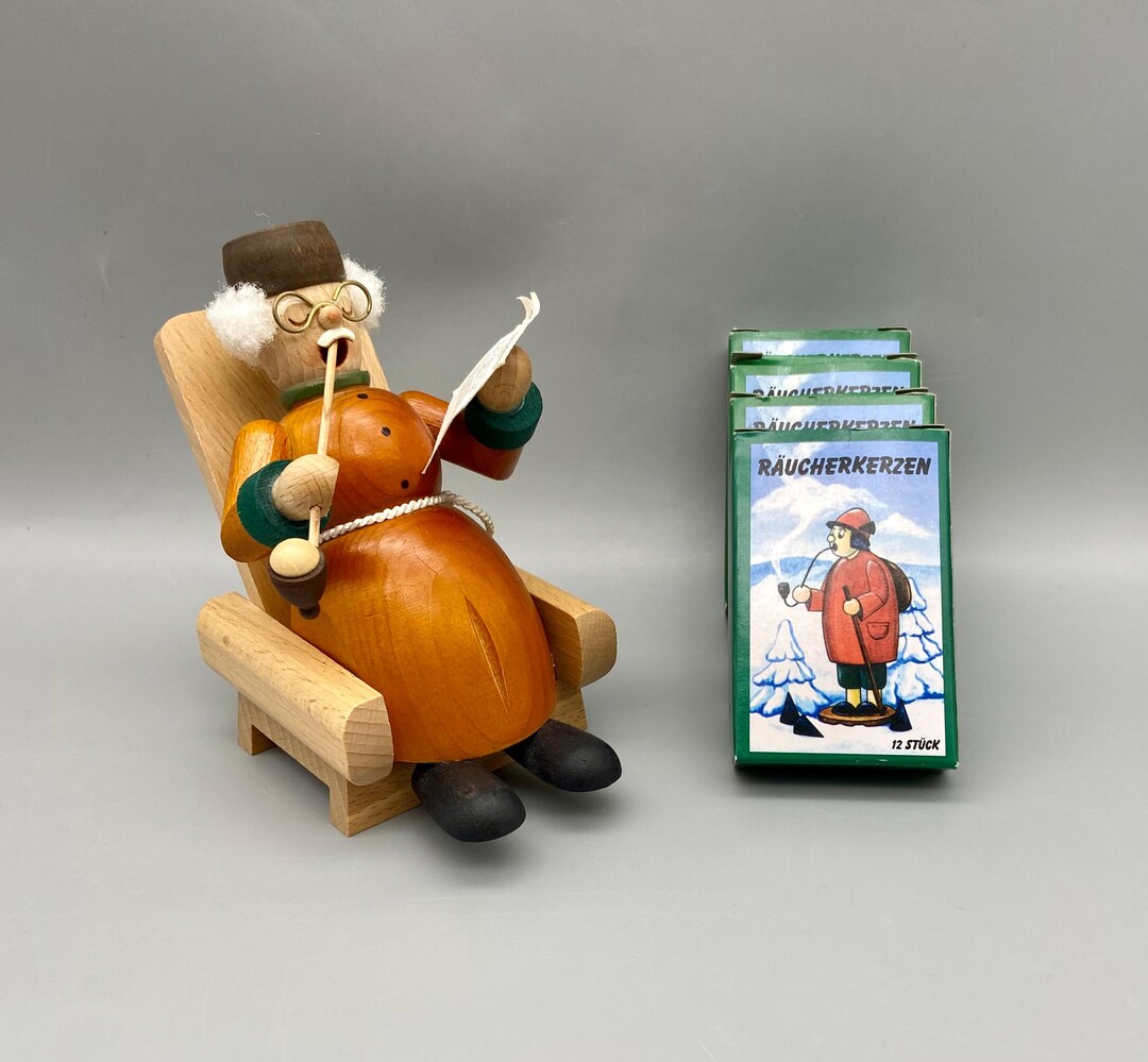 Vintage German Incense Smoker Figurine Man Smoking Pipe in Chair ...