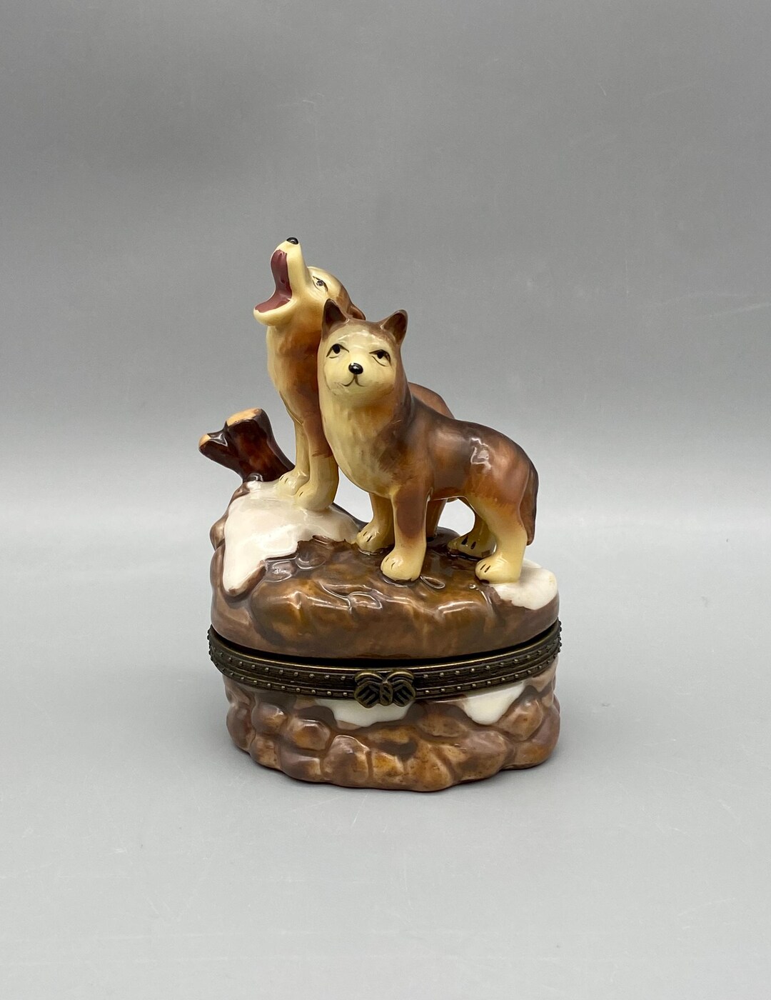 Vintage Wolves Porcelain Trinket Box: Lodge Cabin Decor - Etsy