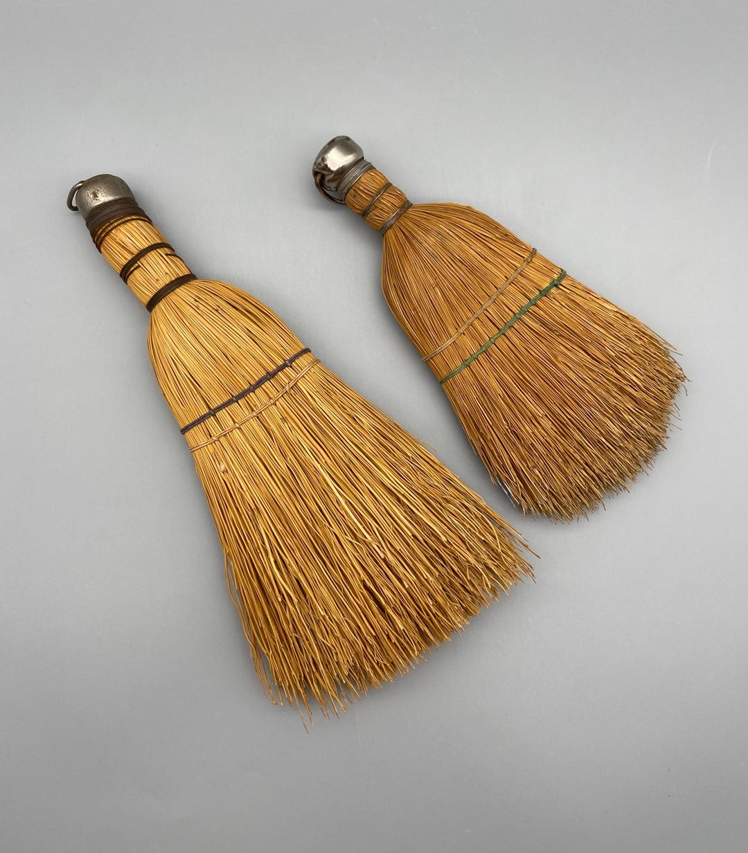 Vintage Whisk Brooms Set of 2, Straw Hand Brooms 2 Sizes, Country ...