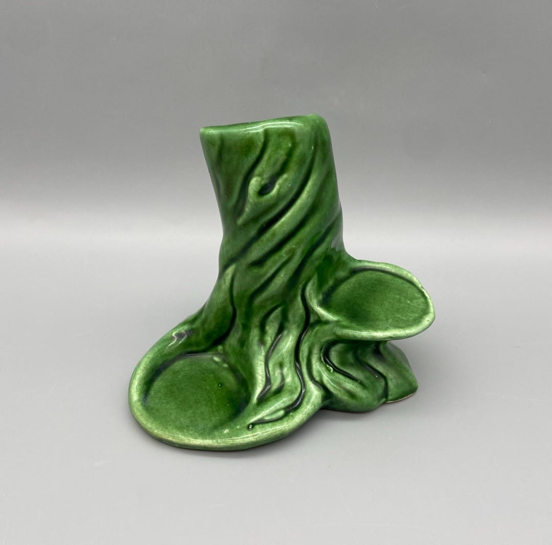 Arcadia Ceramics Tree Trunk Vase and Sitter in Green, for Salt & Pepper ...