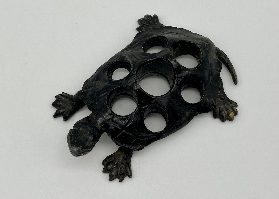 Vintage/antique Cast Metal Turtle Flower Frog Cast Zinc Lead - Etsy