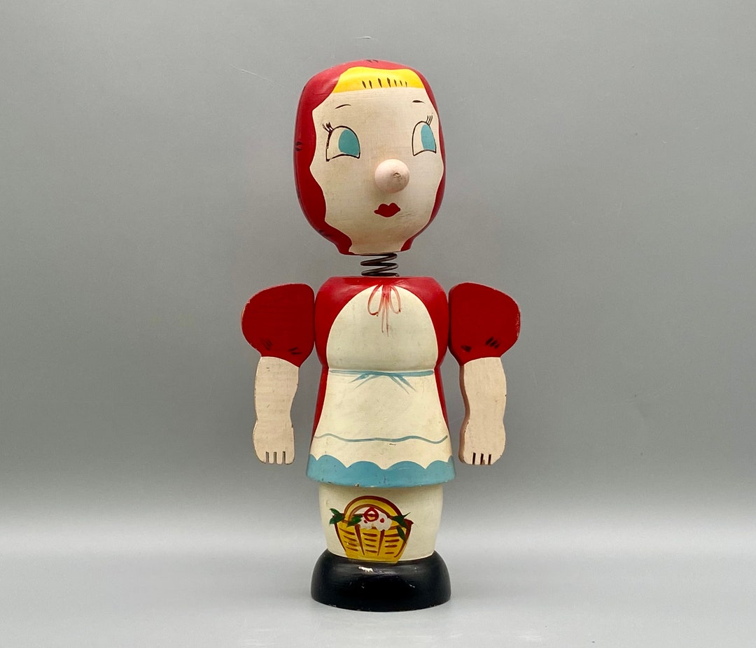 Mid-century Wooden Nodder Coin Bank: Hand-painted Lady, Valley National ...