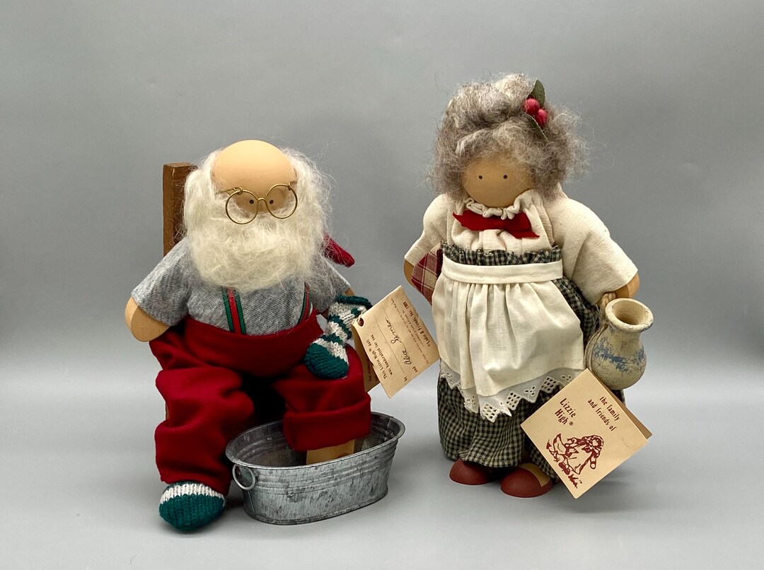 Lizzie High Dolls Santa and Mrs. Claus on Christmas Morning, Vintage ...