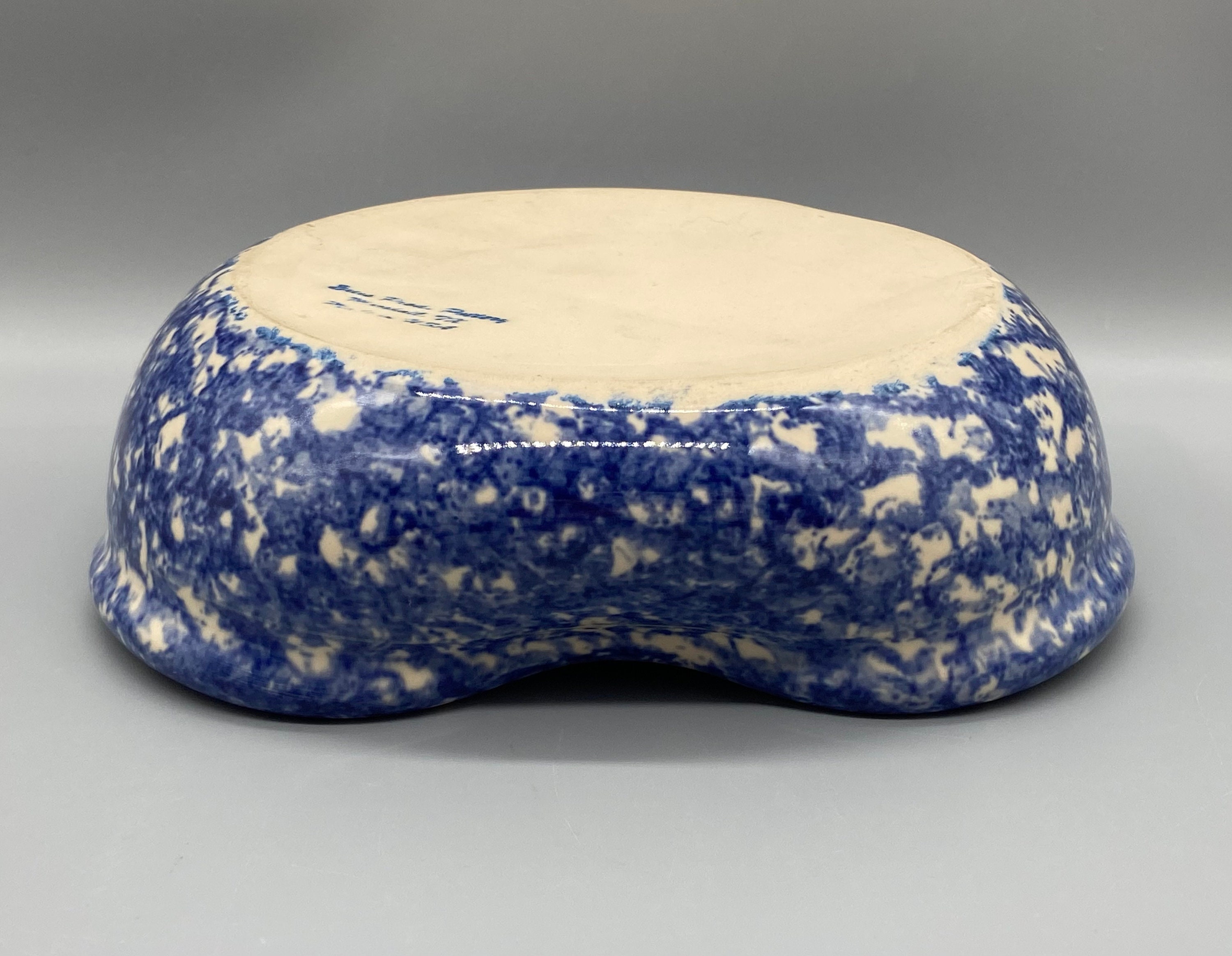 Ellis Pottery Blue Spongeware Apple Shaped Dish Hand Painted - Etsy