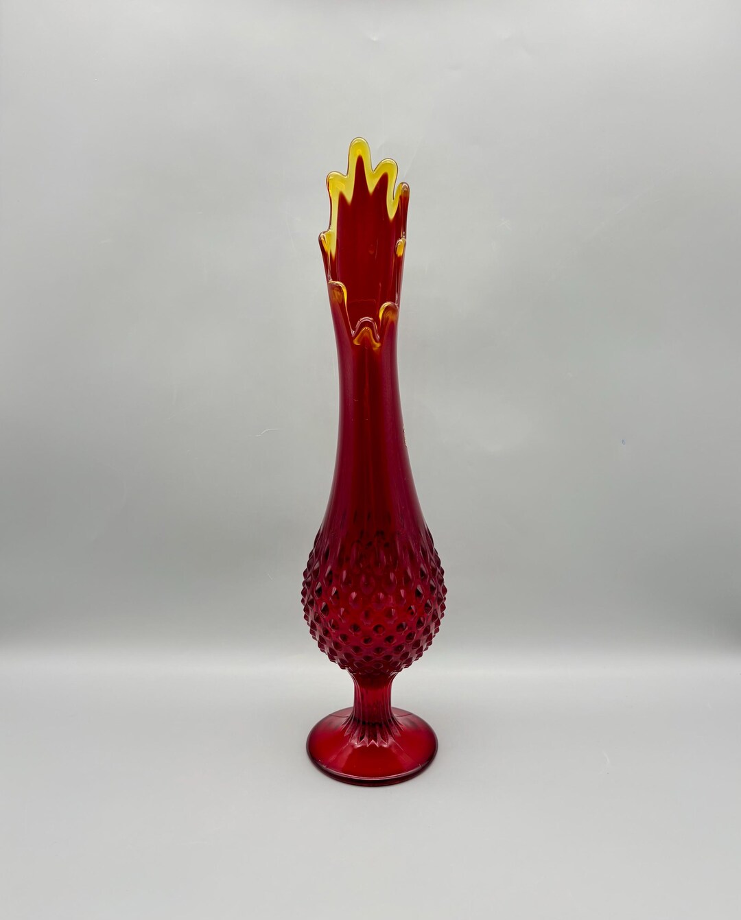 Vintage Fenton Ruby Amberina Hobnail Swung Vase, UV Reactive - Etsy
