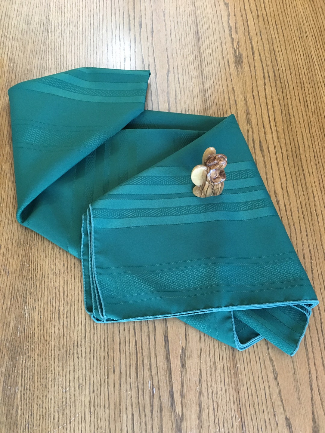 Vintage Green Damask Rayon Table Cloth 52 X 70, Christmas Solid Green ...