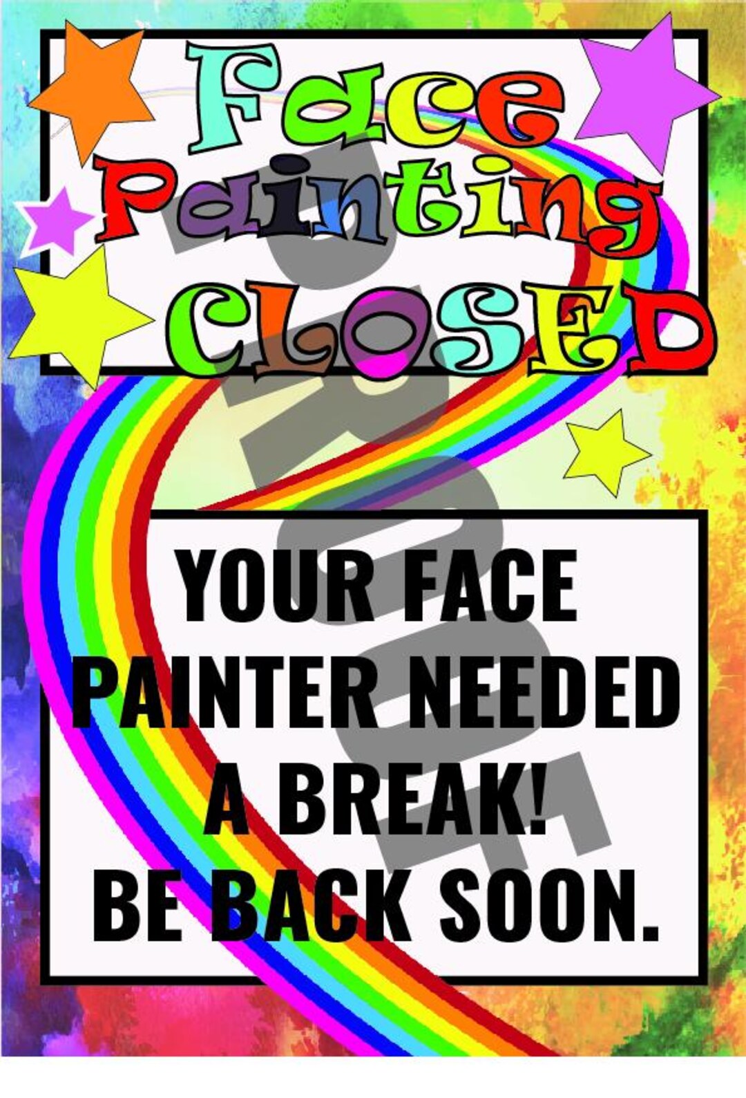 Face Painting - BREAK SIGN FILE - Digital Download - / Pdf Template ...