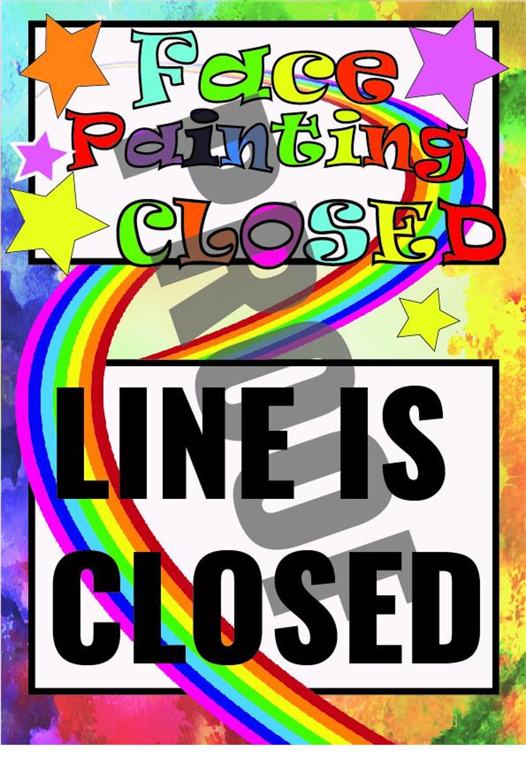 Face Painting - CLOSED SIGN FILE - Digital Download - / Pdf Template ...