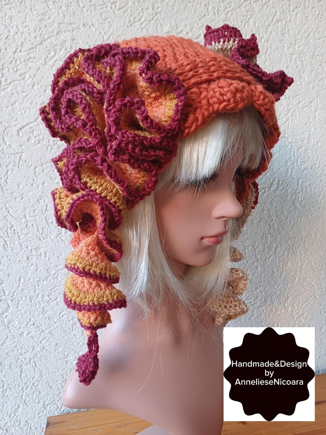Free Form Hat/winter Hat/cloche Hat With Ruffles/gift for Her/bohemian ...