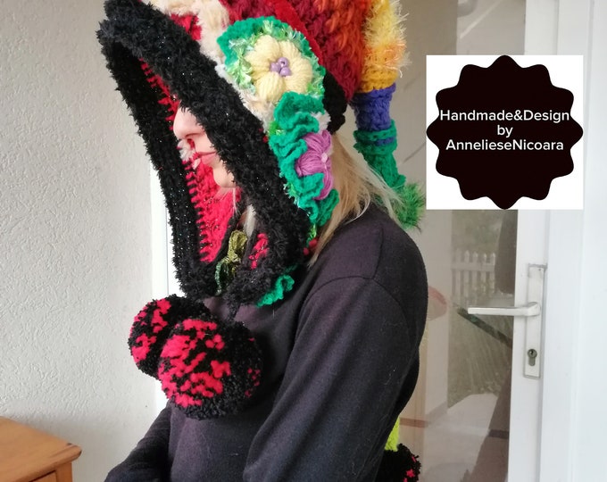 Crochet Long Tail Hat /fairy Tale Hat in Green ,orange ,blue,yellow,red ...