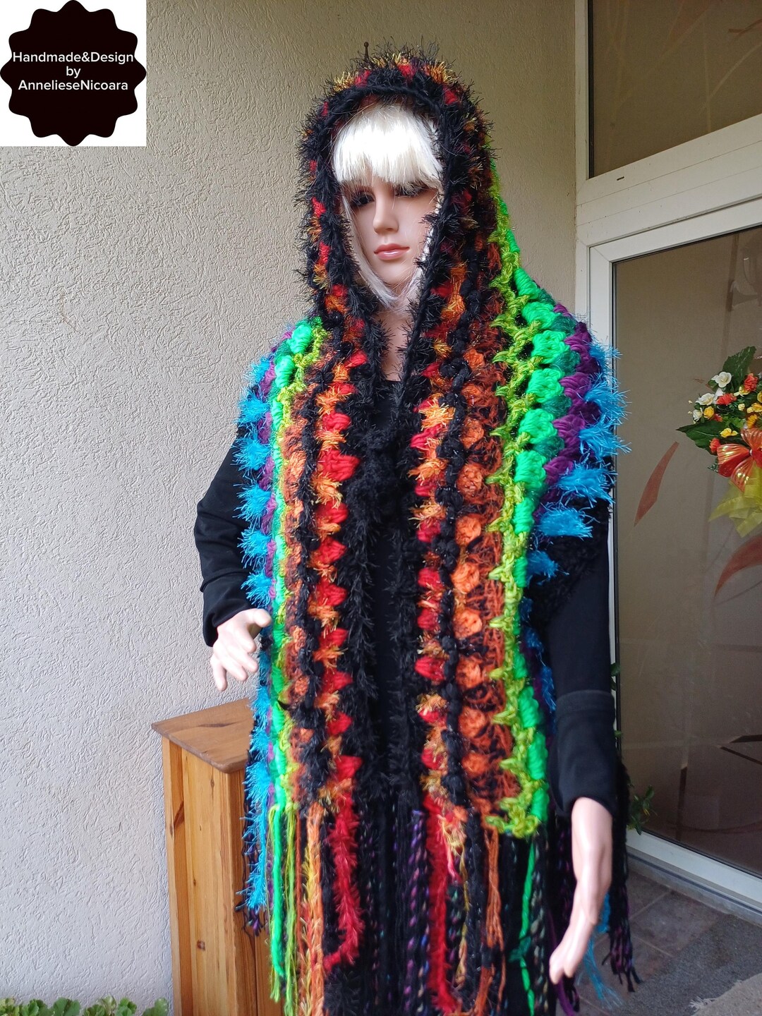 Premium Shawl/artistic Hooded Shawl / Christmas Gift Bo-ho Knit/ Neck ...