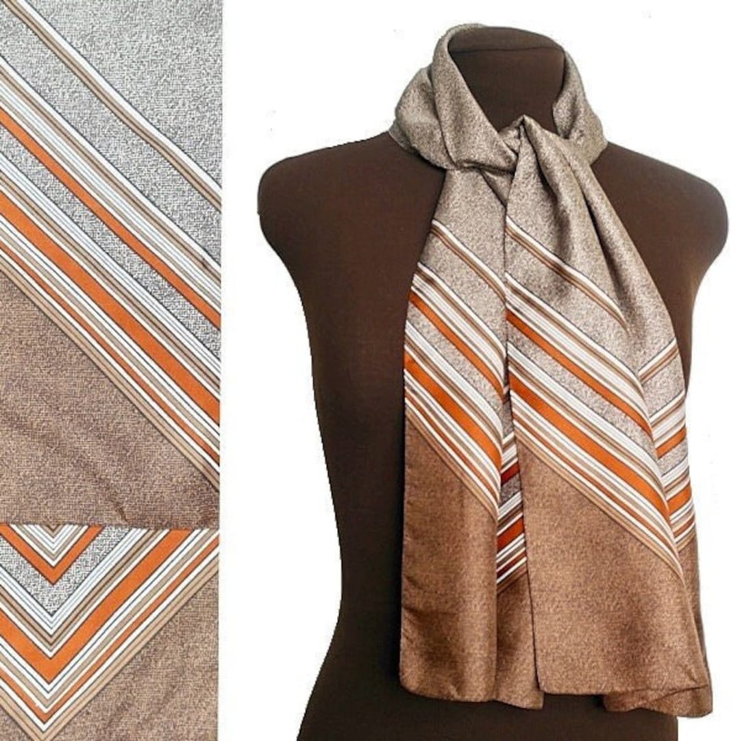Silk Neck Scarf, 1960s Scarf, Vintage Neckerchief, Pure Silk Scarf ...