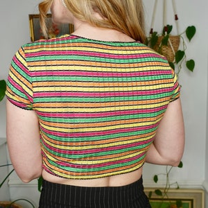 90s Crop Top, Colourful Striped Top, XS Stretch Crop Top, 1990s ...