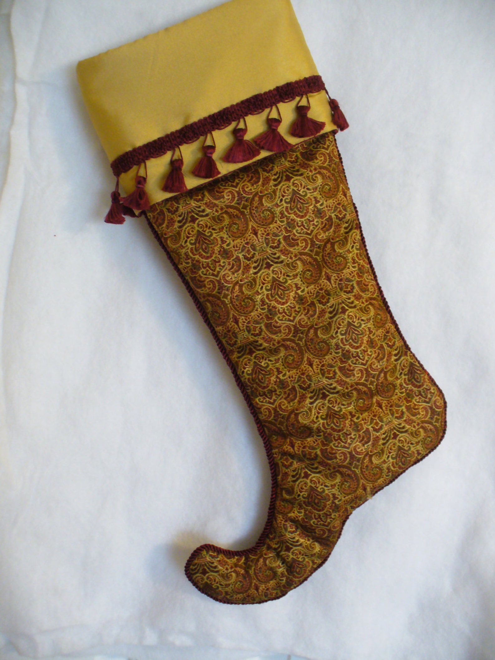 Gold 'n' Burgundy Christmas Stocking - Etsy Denmark