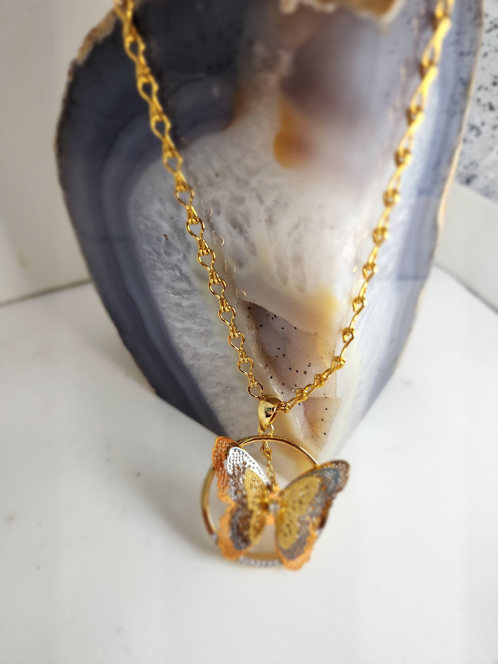 Butterfly Necklace Adorned With Swarovski Crystals. - Etsy