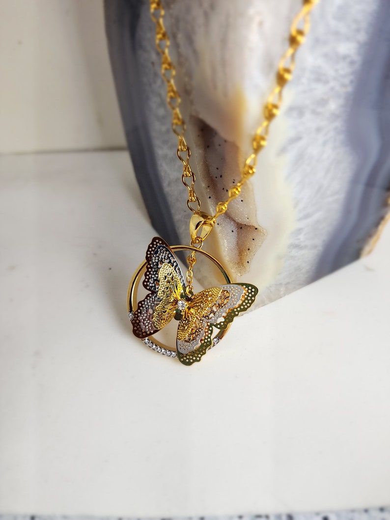 Butterfly Necklace Adorned With Swarovski Crystals. - Etsy