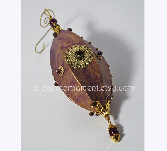 Purple Haze Beaded Paper Mache Christmas Holiday Elegant | Etsy