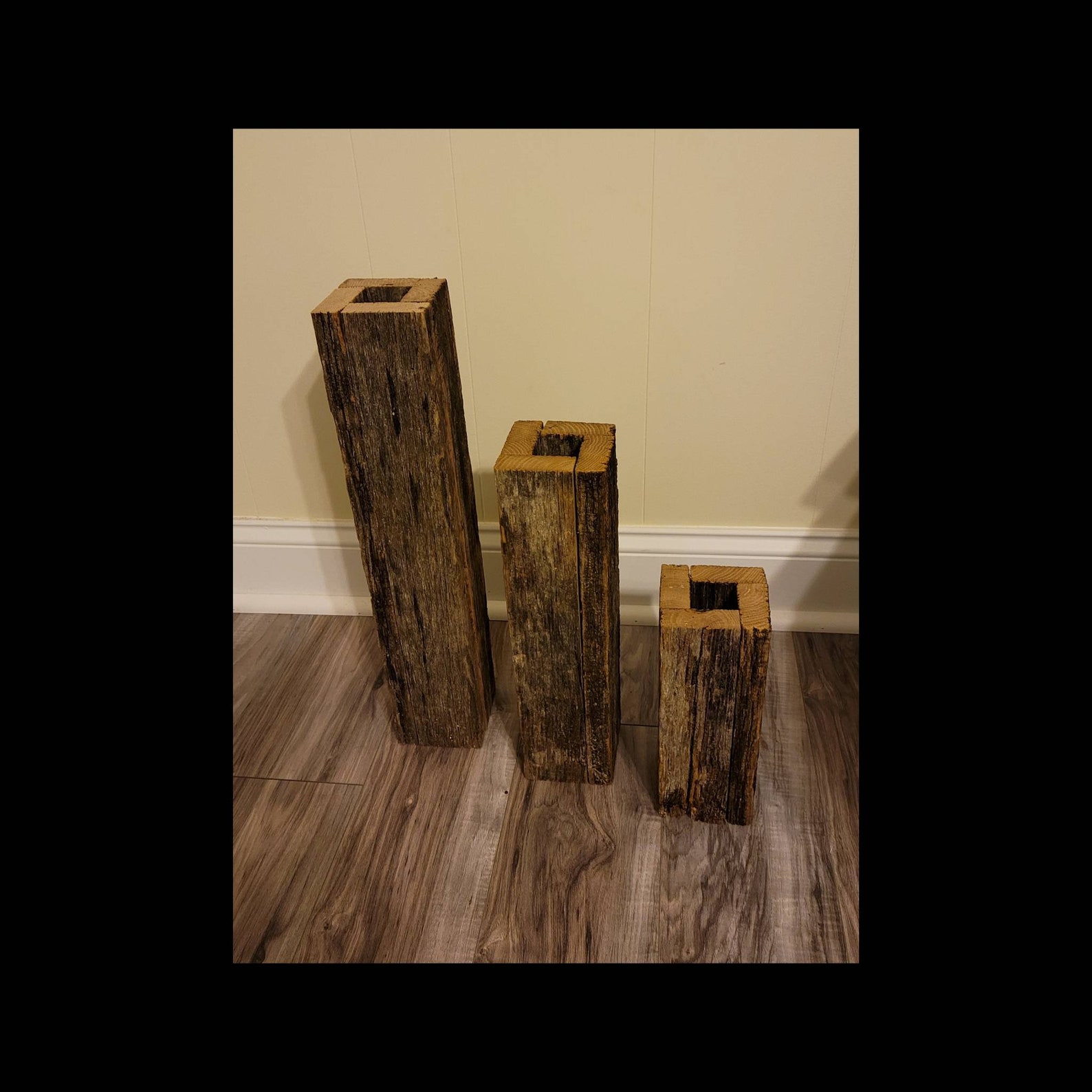 Tall Rustic Wood Vase Rustic Decor Vase. 10 to - Etsy