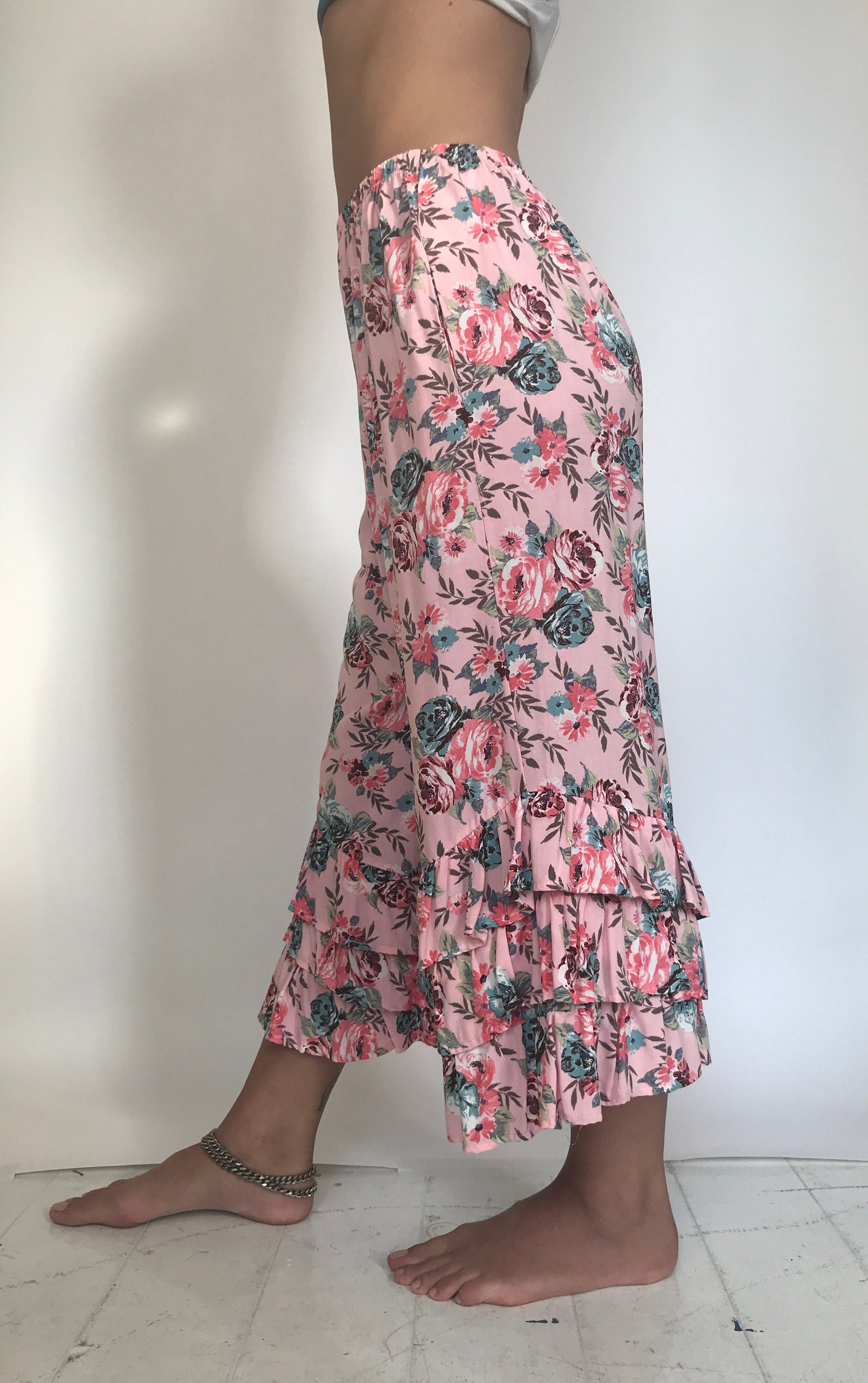 Pink Floral Bloomer Ruffle Pants - Etsy
