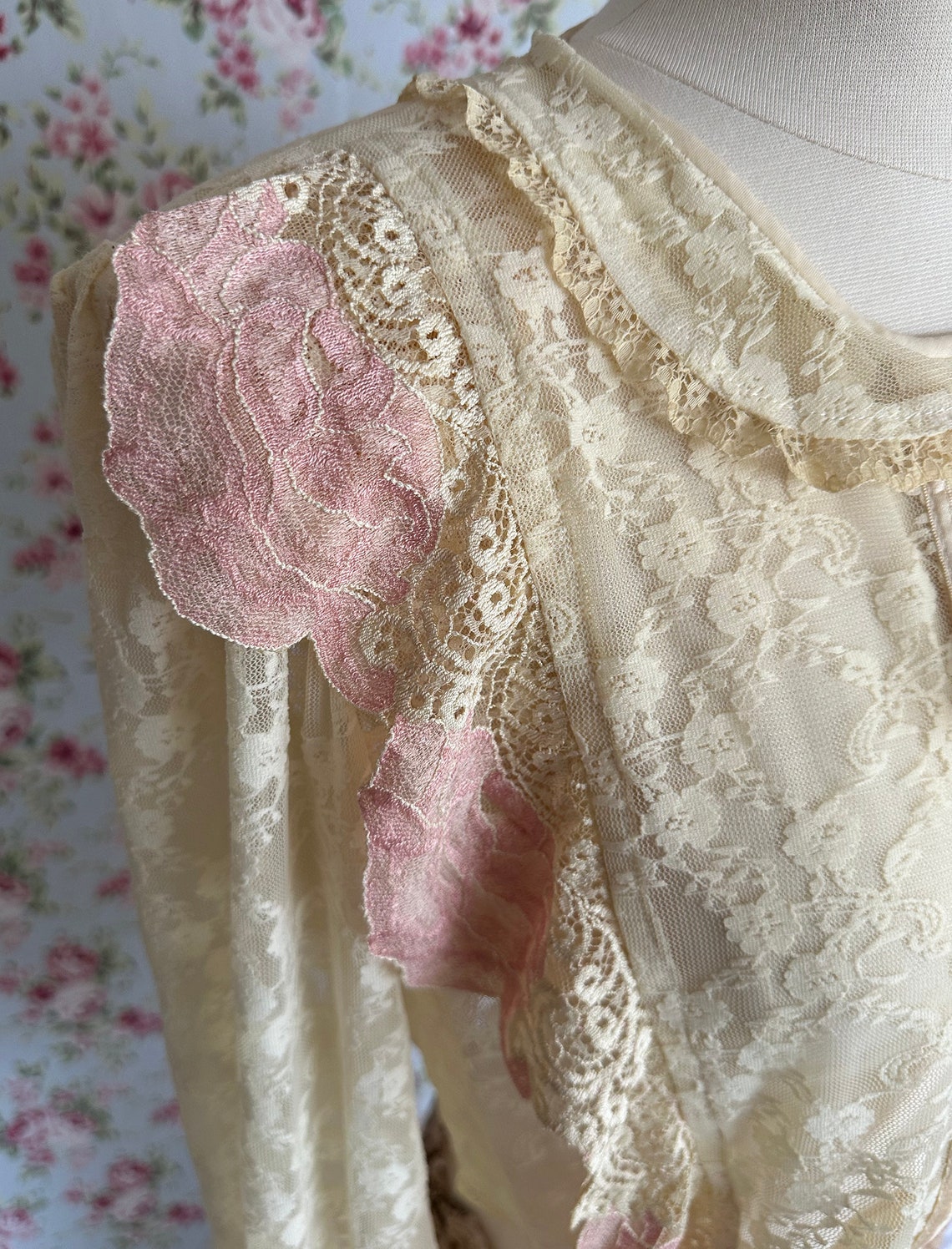 Edwardian Style Hand Made One of A Kind Lace Tie Back Bed Jacket - Etsy