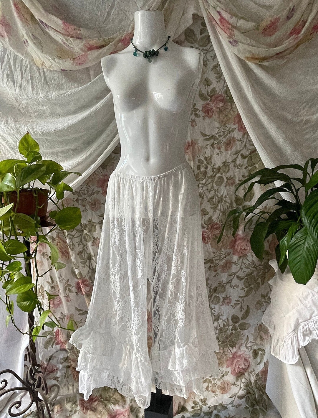 White Lace Bloomer Bell Bottom Ruffled Pantaloons White Lace Pants ...