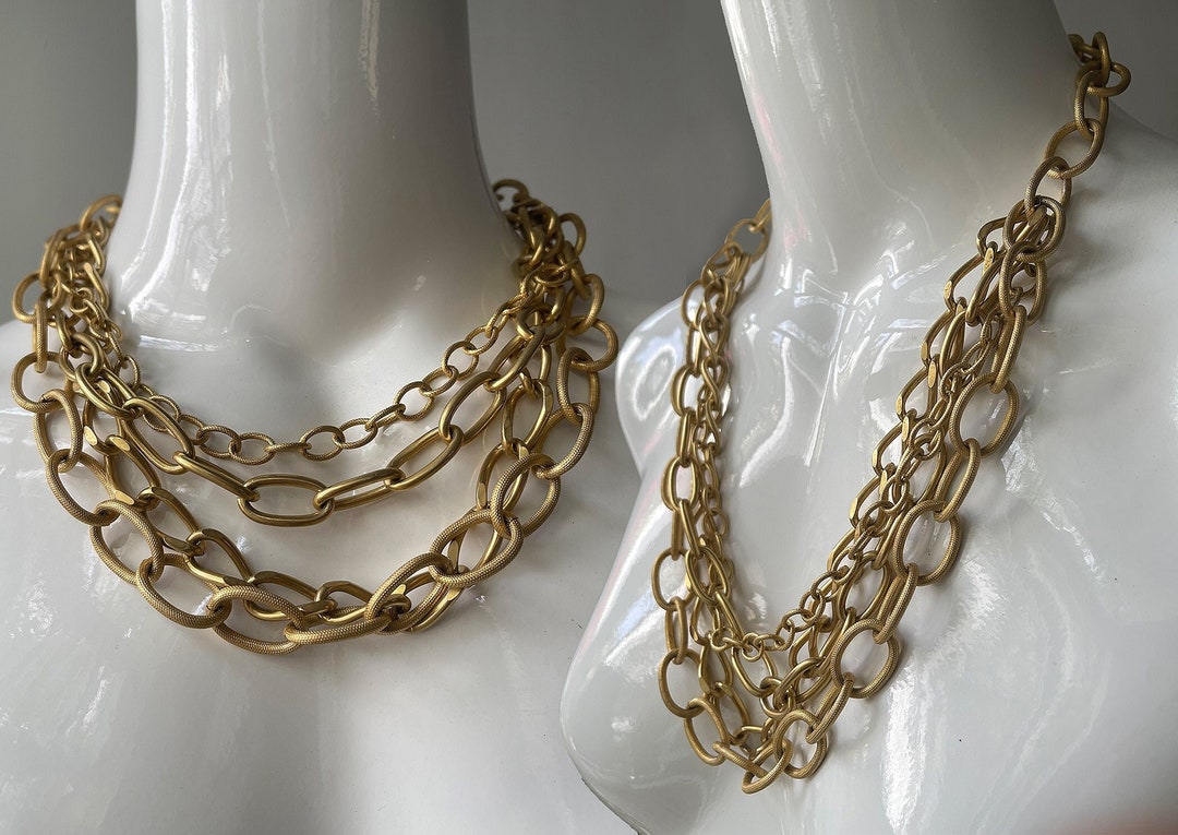 Vintage 70s Gold Multi Chain Necklace - Etsy