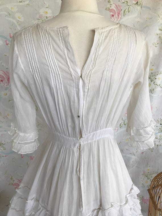 Antique Edwardian White Ruffle Tea Dress - Gem