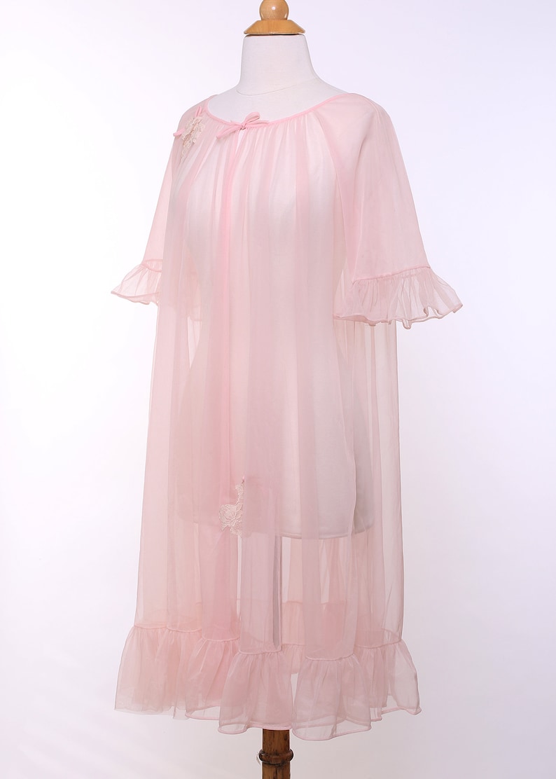 Vtg 50s Sheer Pink Negligee Jacket/Robe | Etsy
