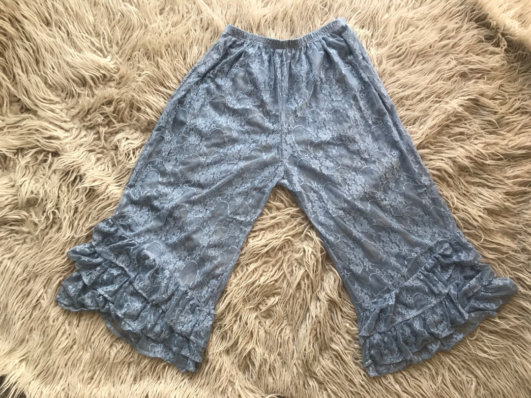 Denim Grey Lace Bloomer Ruffle Pants/hand Dyed. Only L-XL Left - Etsy