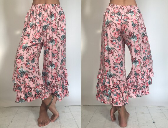 Pink Floral Bloomer Ruffle Pants | Etsy