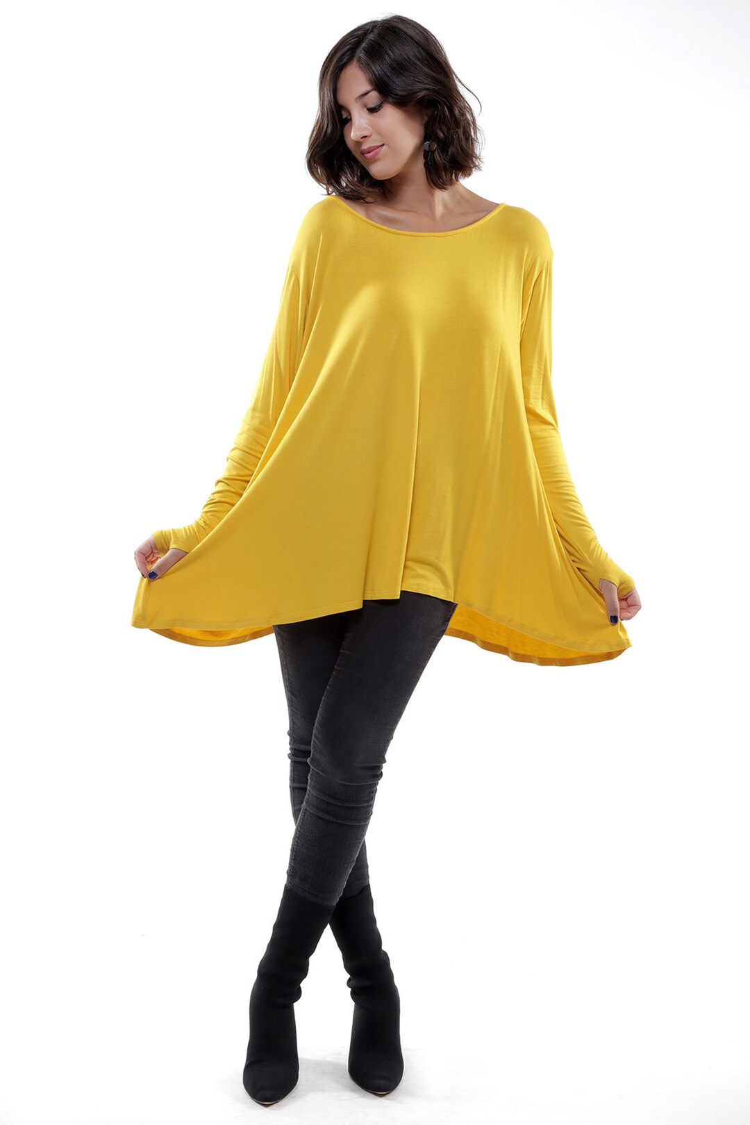 LAST ONE! Mustard Yellow Flare Frenchie Flare Top With Thumbholes - Etsy