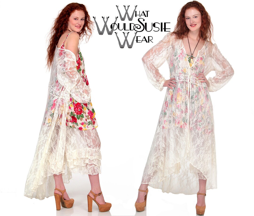 Ivory Lace Duster Jacket/boho Lace Duster/white Lace Jacket - Etsy