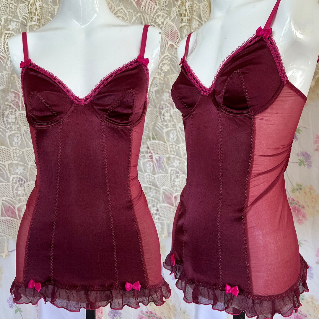 Victoria's Secret Burgundy Pink Underwire Long Corset 34B - Etsy