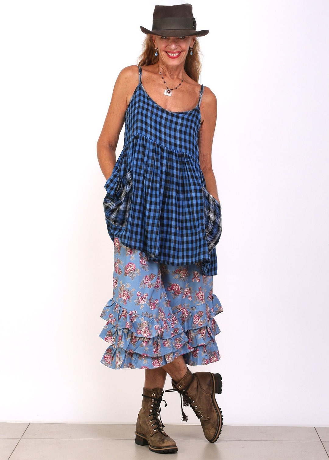 Blue Floral Ruffle Pantaloon Bloomer Pants - Etsy