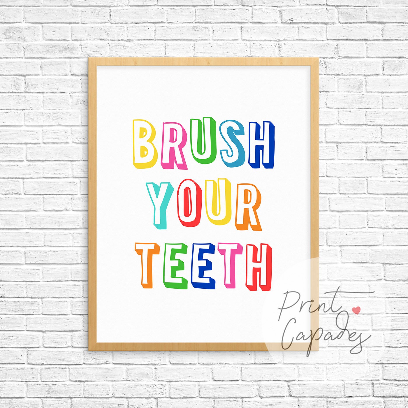 Brush Your Teeth, Bathroom Signs, Printable Art, Bathroom Wall Decor ...
