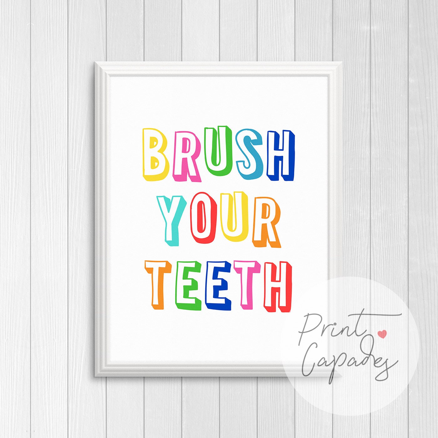 Brush Your Teeth, Bathroom Signs, Printable Art, Bathroom Wall Decor ...