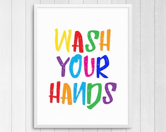 PRINTABLE ART, Wash Your Hands, Bathroom Wall Art, Bathroom Art ...