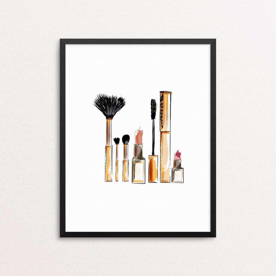 PRINTABLE ART, Makeup Brushes, Typography Print, Makeup Brush Set, Wall ...