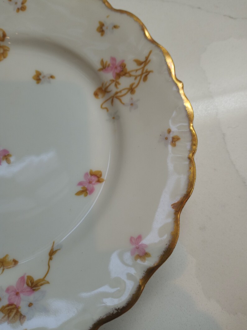 Vintage Limoges France Elite Works Floral China Salad Plates Gold Trim ...