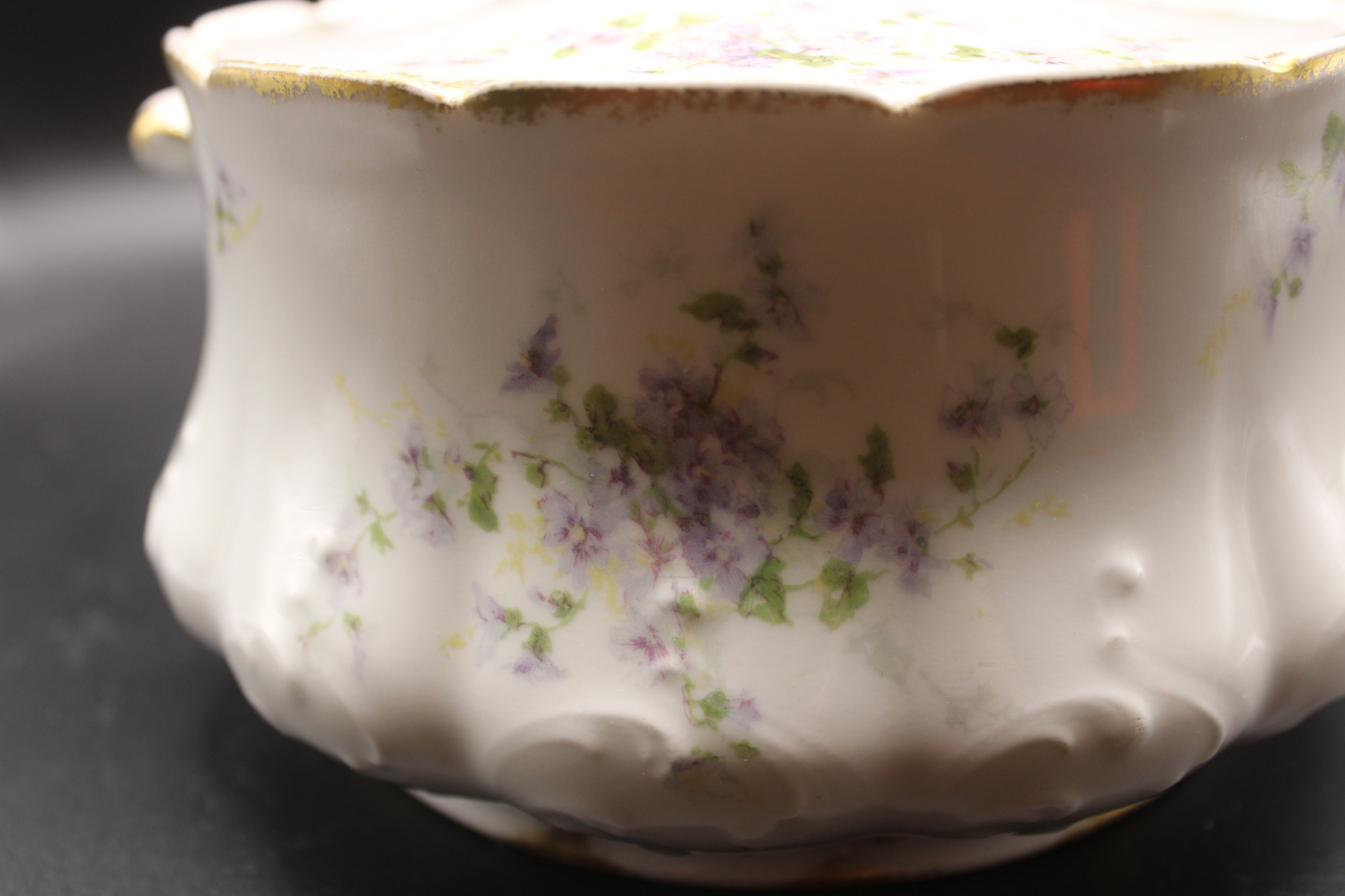 Vintage Limoges Porcelain Covered Vegetable Bowl: Purple Floral GDA ...