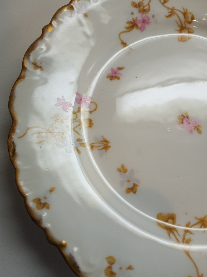 Vintage Limoges France Elite Works Floral China Salad Plates Gold Trim ...
